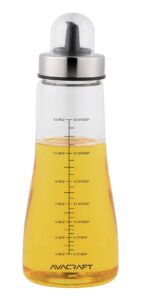 avacraft glass oil dispenser, modern olive oil dispenser bottle, measurement marks, easy refill and cleaning, oil and vinegar dispenser, 14.2 oz (oc1)