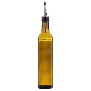 restaurantware rw base 16.9 ounce olive oil dispenser 1 kitchen oil dispenser bottle - with stainless steel pourer non-leaking amber glass olive oil pourer for cooking or salad dressings