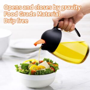 MJDFS Olive Oil Dispenser Bottle W/Auto Flip Cap, 21oz Cooking Oil Dispenser Leakproof, Kitchen True No Drip Oil and Vinegar Cruet Container with Non-Slip Handle, Cute Penguin Design(Black)