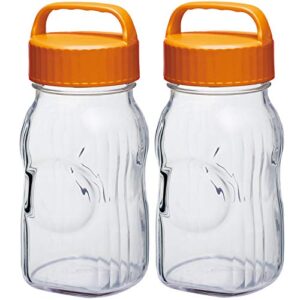 toyo sasaki glass fruit syrup bottle, good pickling, fruit syrup bottle, set of 2, 50.9 fl oz (1,500 ml), orange storage jar, storage container, made in japan, bookmark included, i-77860-or-a-jan-s