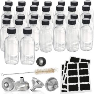 hadatido 30pack shot bottles with caps,2 oz bourbon sample bottles,ginger beverage bottle,60ml small shot glasses with funnels,labels,for making vanilla extract tincture potion ginger whiskey oils