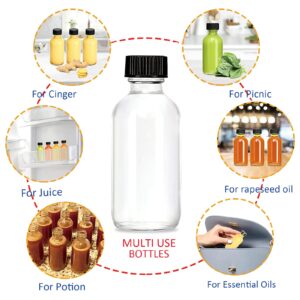 Hadatido 30Pack Shot Bottles with Caps,2 Oz Bourbon Sample Bottles,Ginger Beverage Bottle,60ml Small Shot Glasses with Funnels,Labels,for Making Vanilla Extract Tincture Potion Ginger Whiskey Oils