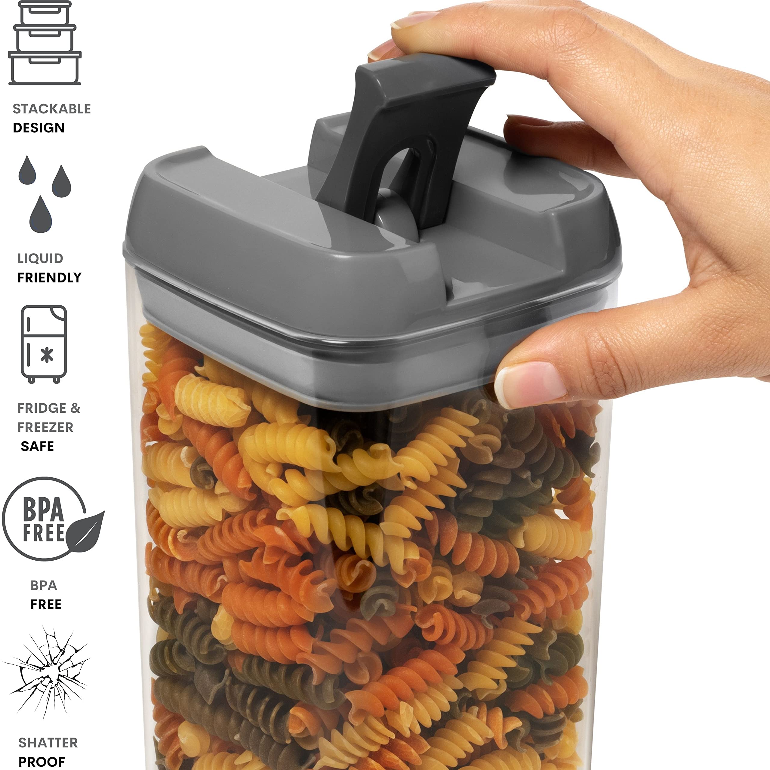 Shazo 6 PCs 1.2 Liter Airtight Food Storage Containers ‎with Lids - BPA Free Plastic Cereal Containers with Easy Lock Lids for Kitchen Pantry Organization