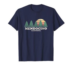 mendocino ca vintage throwback tee retro 70s design t-shirt