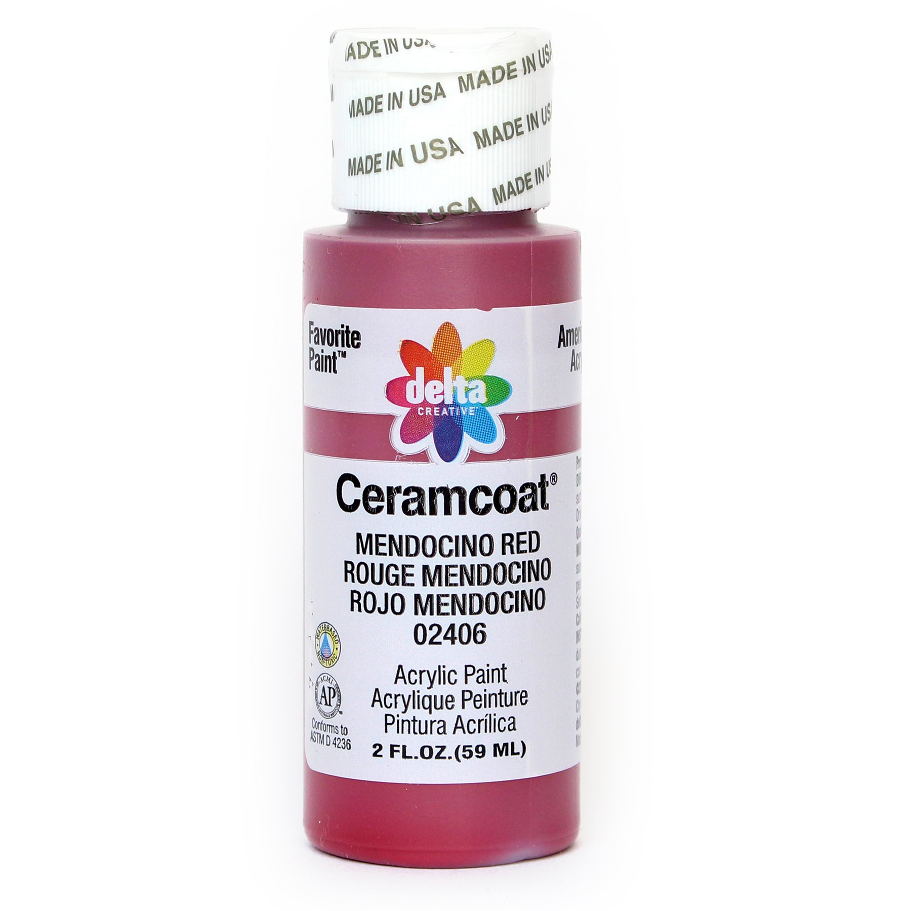 Delta Creative Ceramcoat Acrylic Paint in Assorted Colors (2 oz), 2406, Mendocino Red