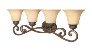 designers fountain 81804-fsn mendocino 4 bathroom vanity light fixture, brown