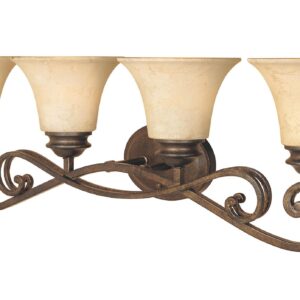 Designers Fountain 81804-FSN Mendocino 4 Bathroom Vanity Light Fixture, Brown