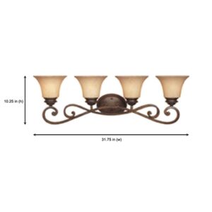 Designers Fountain 81804-FSN Mendocino 4 Bathroom Vanity Light Fixture, Brown