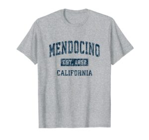 mendocino california ca vintage sports design navy print t-shirt