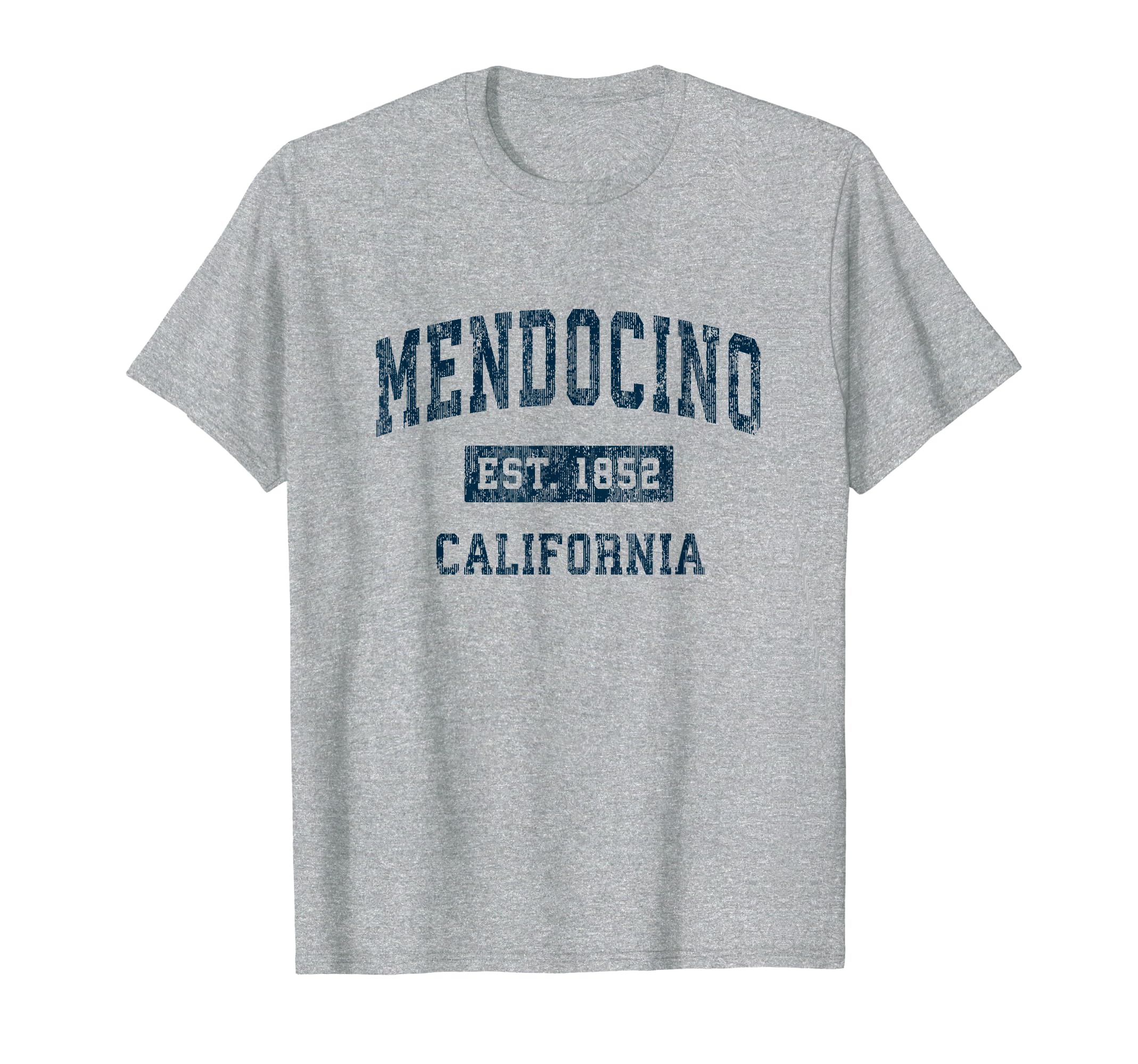 Mendocino California CA Vintage Sports Design Navy Print T-Shirt