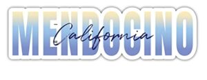 mendocino california souvenir 4-inch vinyl decal sticker script design 4 inch|sticker