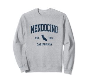 mendocino california ca vintage athletic navy sports design sweatshirt