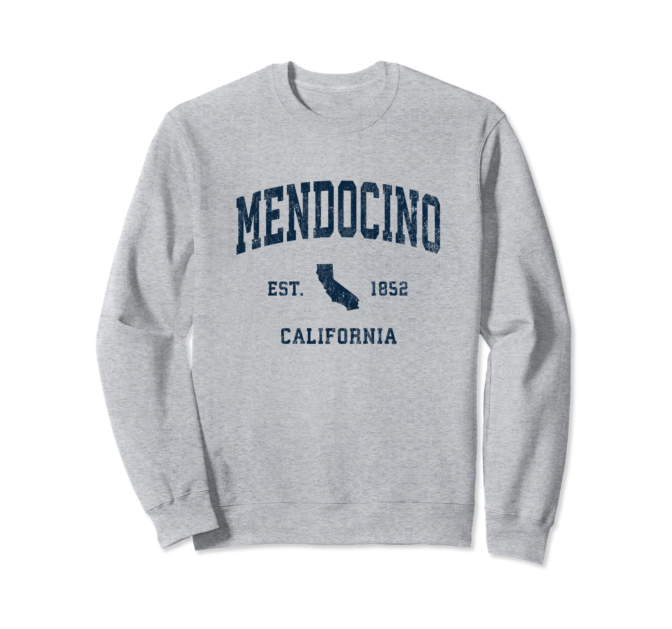 Mendocino California CA Vintage Athletic Navy Sports Design Sweatshirt