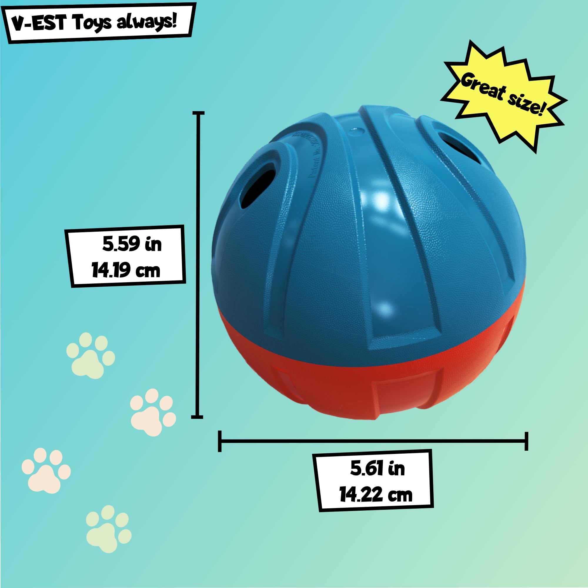 V-EST Dog Toys - Treat dispenser dog toy large - Dog Puzzle Beginner - Tumble feeder dogs - Dog Toys for Aggressive Chewers - Dog enrichment - Brain simulation dog toy food ball - Smart treat dog