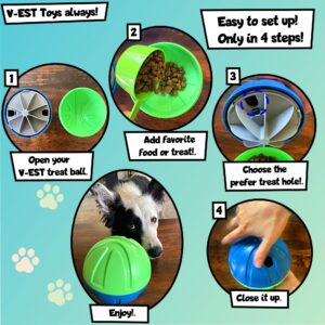 V-EST Dog Toys - Treat dispenser dog toy large - Dog Puzzle Beginner - Tumble feeder dogs - Dog Toys for Aggressive Chewers - Dog enrichment - Brain simulation dog toy food ball - Smart treat dog