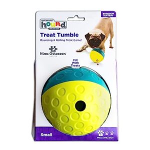 Outward Hound Nina Ottosson Treat Tumble Interactive Treat Ball Dog Puzzle Dog Enrichment Dog Toy, Level 1 Beginner, Blue, Small