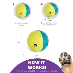 Outward Hound Nina Ottosson Treat Tumble Interactive Treat Ball Dog Puzzle Dog Enrichment Dog Toy, Level 1 Beginner, Blue, Small