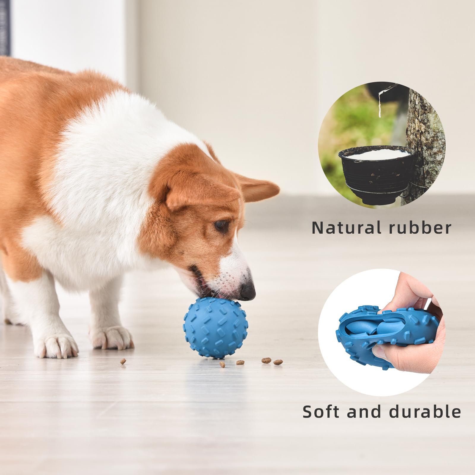 Doudele Dog Toy Balls small - Interactive and Treat Dispensing Toys for Active Dogs，Fetch Balls Extremely Durable Natural Rubber