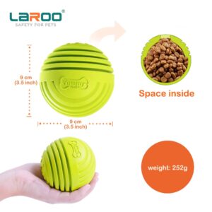 LaRoo Dog Feeder Puzzle Toy Ball, Natural Rubber Dog Chew Toy Snack Dispenser, Bite Resistant Interactive Dog Toy Treat Dispensing Aggressive Chewers for Small Medium Large Dog (9cm Ball Green)