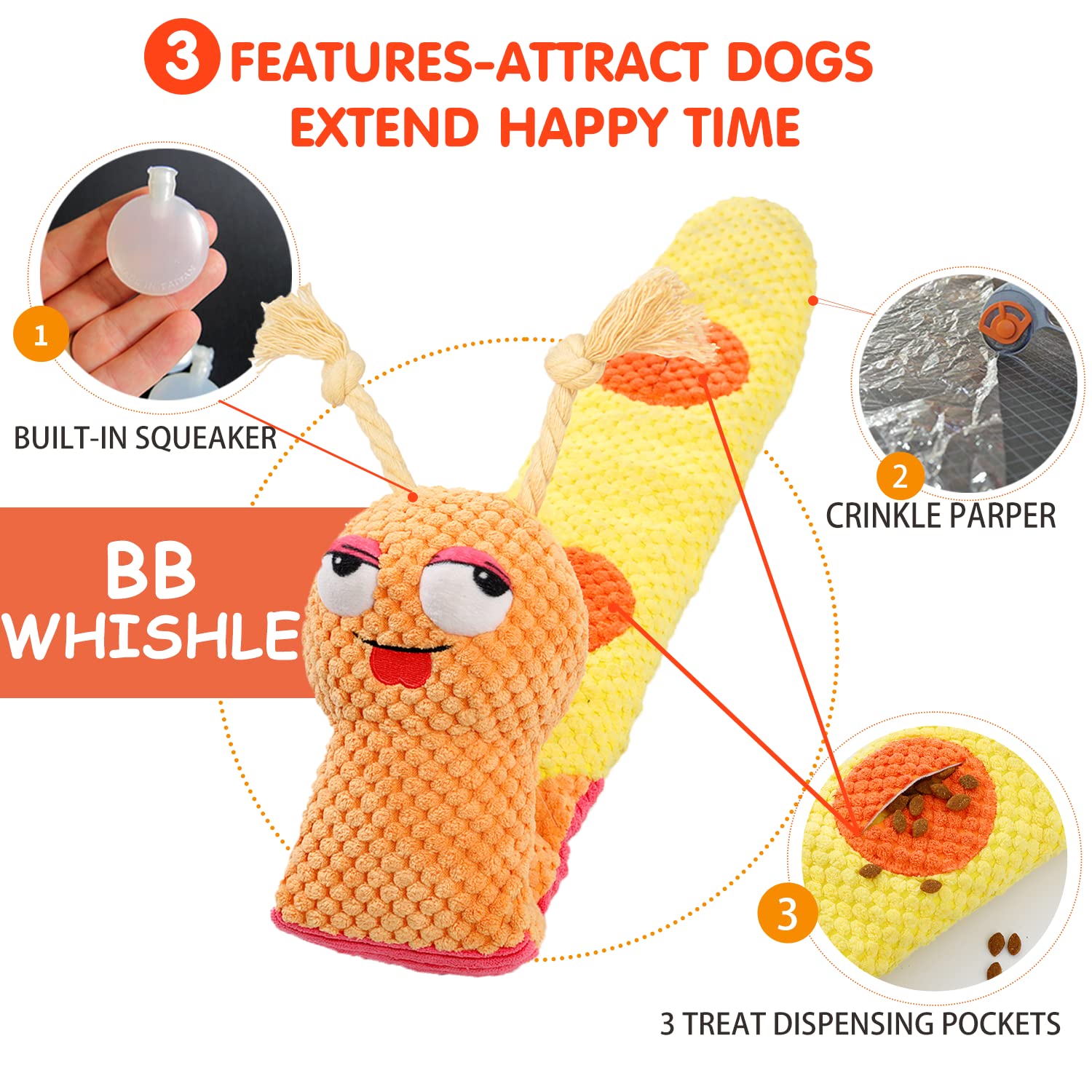 lilfrd Dog Enrichment Toys - Dog Puzzles Squeaky Treat Dispensing Crinkle Plush Snuffle Toys - Dog Treat Toy for Small Medium Large Dogs Tough Funny Soft Puppy Toy, Snail