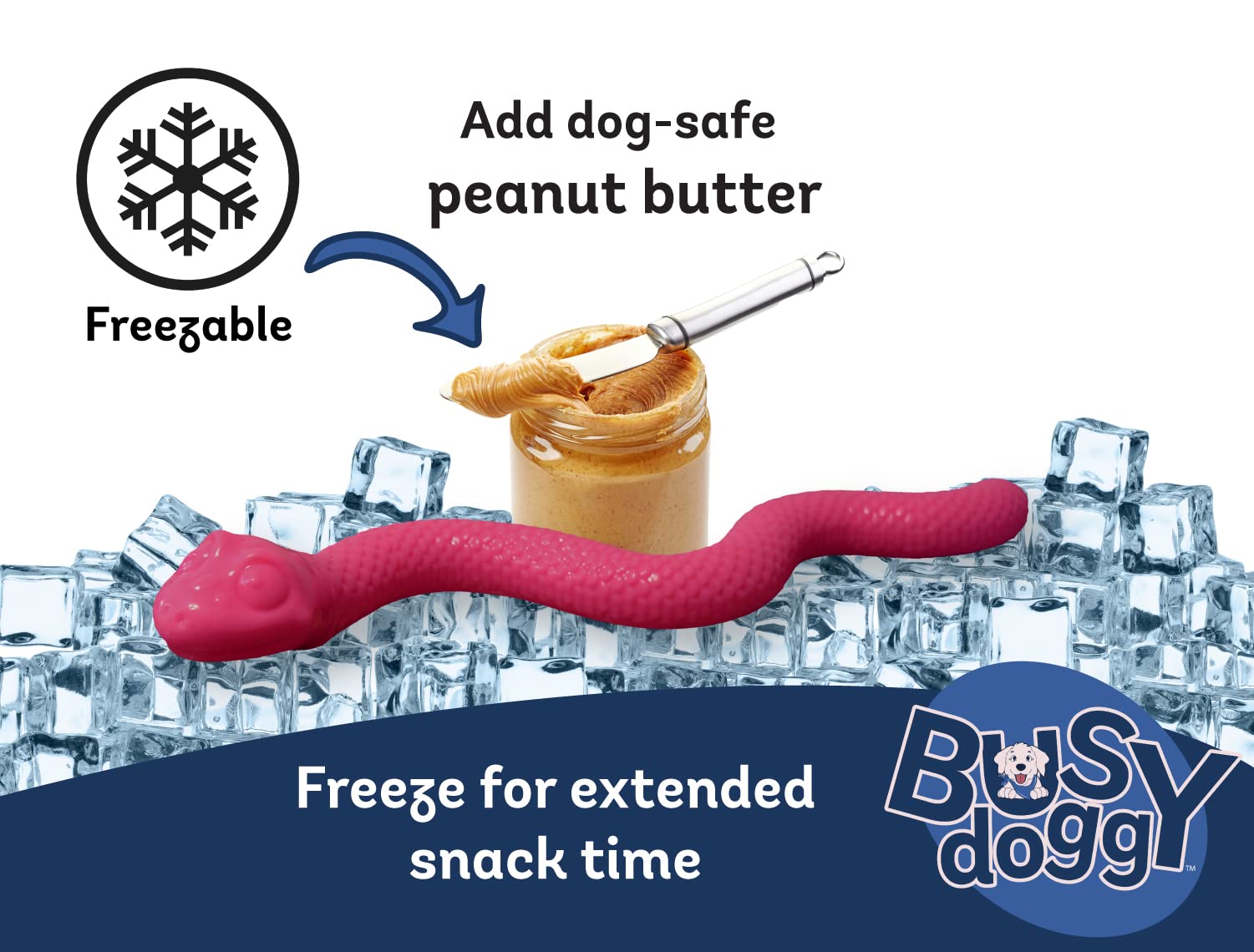 Busy Doggy Snake Treat Dispenser Toy, Interactive Dog Toy, Dog Enrichment Toy with Squeaker