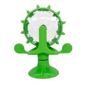 hxjwg cat treat dispenser toy,fun interactive 360 degreerotating food leakage device,fun interactive 360 degree rotating windmill pet treat dispenser toy with suction cup, green