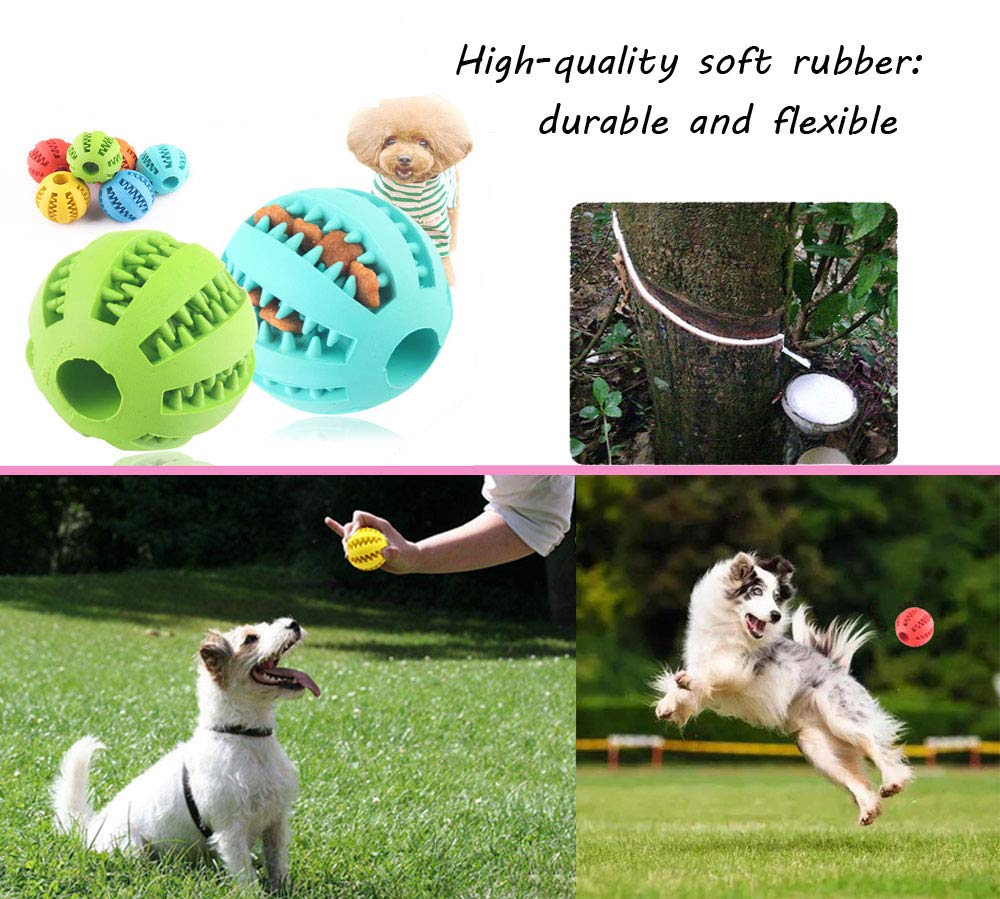 Sunglow 2 Pack Dog Toy Ball，Nontoxic Bite Resistant Teething Toys Balls for Small/Medium/Large Dog and Puppy Cat, Dog Pet Food Treat Feeder Chew Tooth Cleaning Ball Exercise Game IQ Training Ball