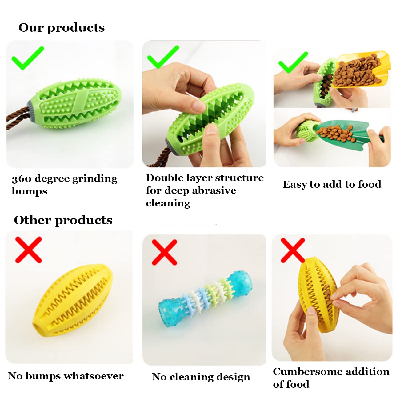 Awkvuty Treat Dispensing Dog Toy,Dog Tooth Cleaning Toy, Interactive Chase Toys, Fillable Durable Natural Rubber Dog Treat Puzzle Toy, Dog Slow Feeder Toy for Mental Stimulation(Green)