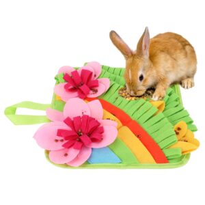 gindoor rabbit foraging mat interactive bunny feeding mat machine washable polar fleece small animal snuffle mat treat dispenser for rabbit guinea pigs ferret