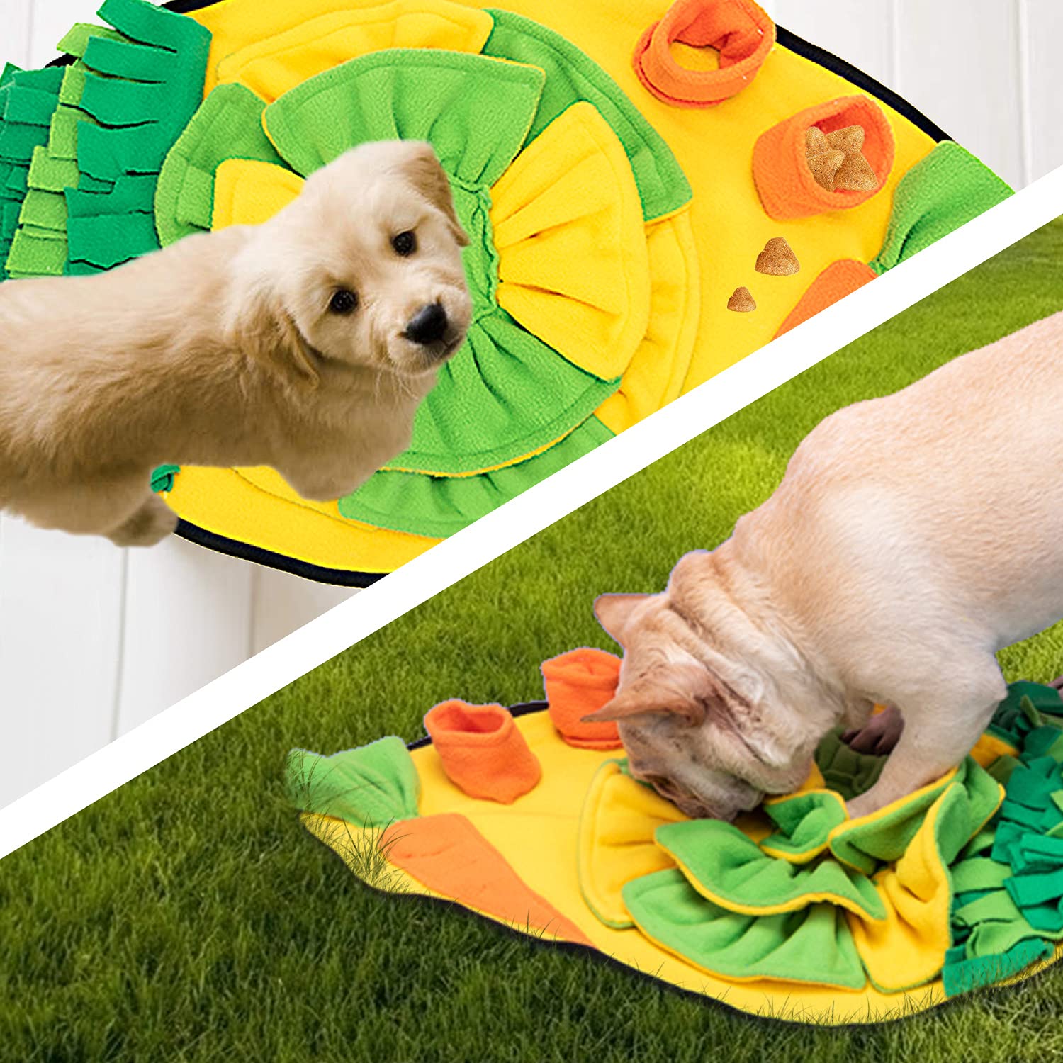 Pet Race Snuffle Mat for Large Dogs Food Puzzles Cat Feeding Rabbit Foraging Radish Shape Pet Pad Treat Dispenser Hand and Machine Washable