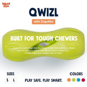 West Paw Zogoflex Qwizl Dog Puzzle Treat Toy – Interactive Chew Toy for Dogs – Dispenses Pet Treats – Brightly-Colored Dog Enrichment Toy for Aggressive Chewers, Fetch, Catch, Small 5.5", Granny Smith