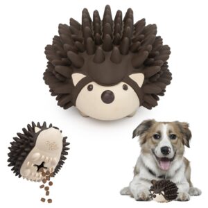 bella boo pets interactive dog toy for strong chewers - freddy the hedgehog all-in-one treat ball + food dispensing slow feeder dog iq puzzle + dental chew toy for medium and large breed dogs (brown)