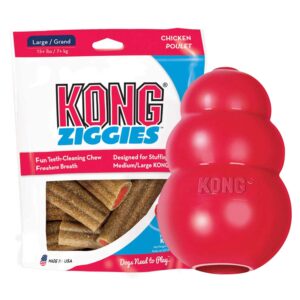 kong - classic and ziggies - dog chew toy with dog treats - for medium dogs