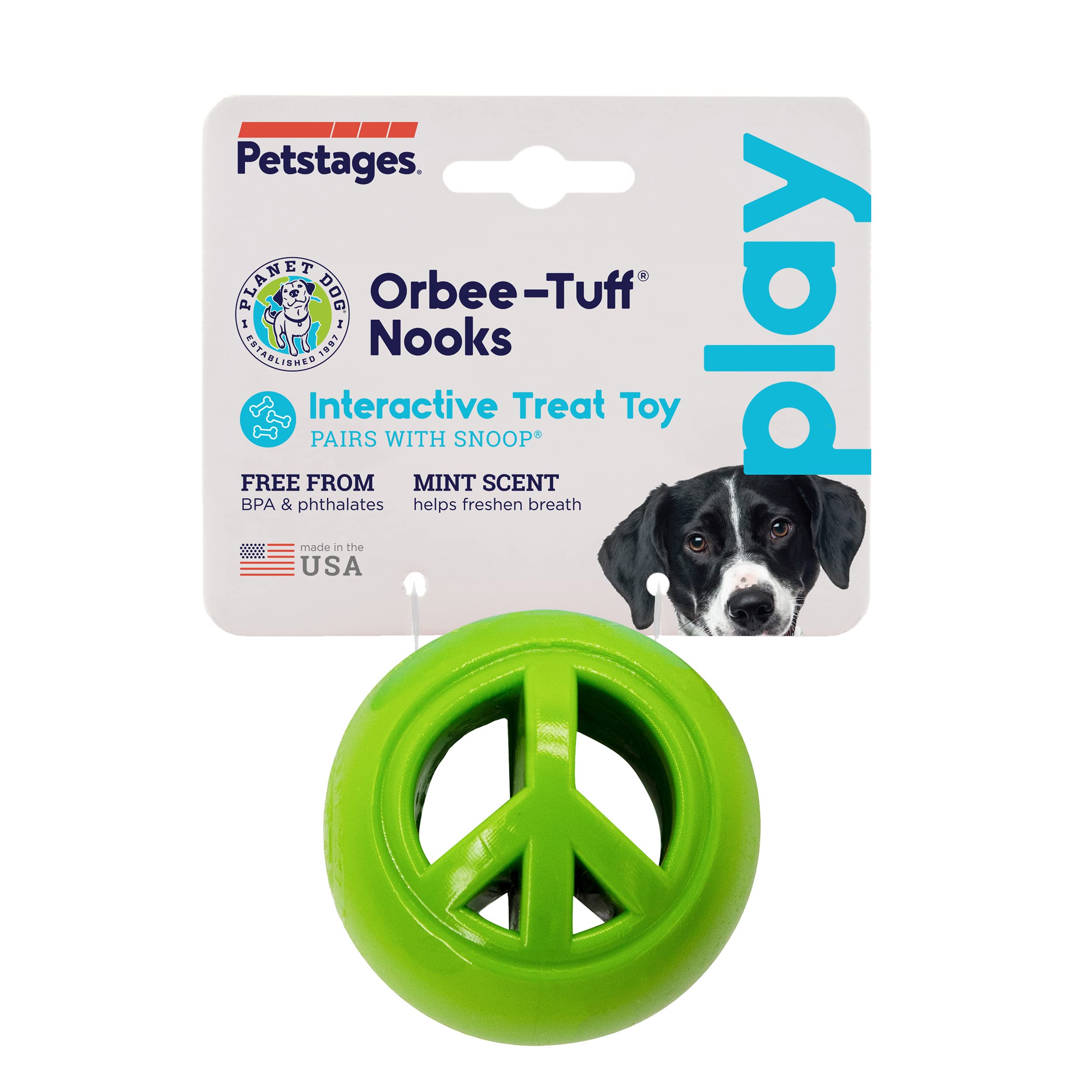 Outward Hound Nooks Peace Interactive Treat Dispensing Dog Toy, Small, Green