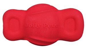 jolly pets tuff range tuff teeter bouncing treat dispenser dog toy, 5 inches, red