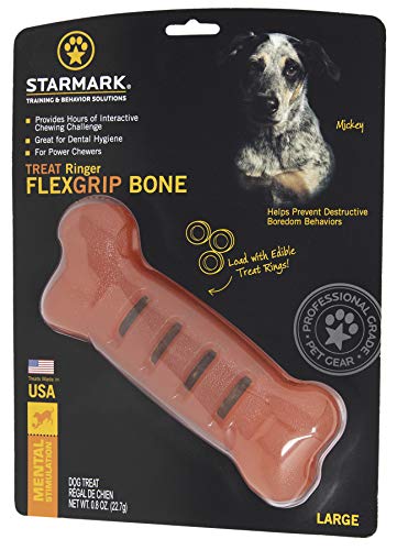 Starmark Treat Ringer FlexGrip Bone Large,Red