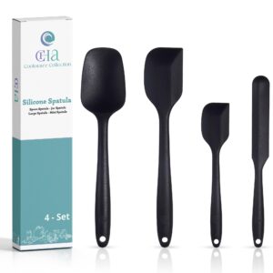 premium quality kitchen aid spatula silicone utensils set - 4 piece set for gourmet cooking heat resistant and non-stick (black)