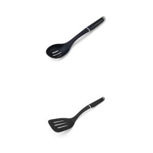 kitchenaid ko004ohoba gourmet nylon slotted spoon, one size, black & kitchenaid classic slotted turner, one size, black 2, 13.66-inch