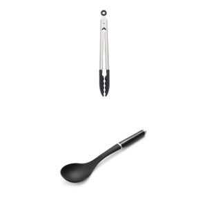 kitchenaid silicone tipped stainless steel tongs, 10.26 inch, black & kitchenaid classic basting spoon, one size, black 2