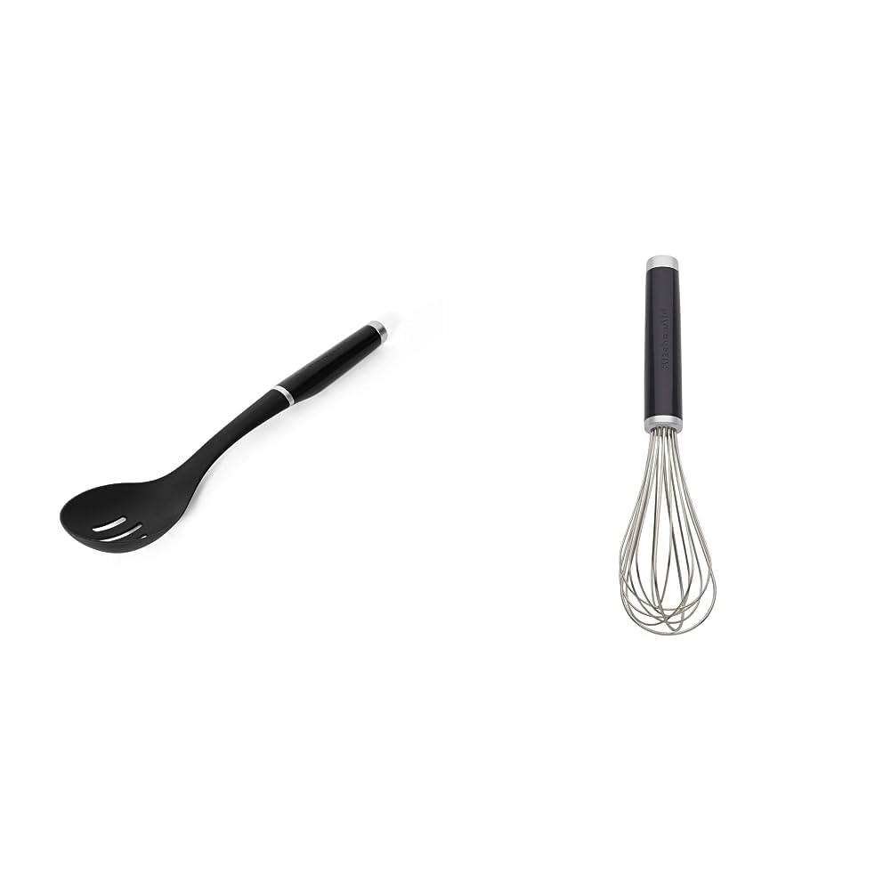 KitchenAid Classic Slotted Spoon and Utility Whisk, Black