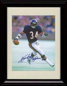 walter payton - chicago football sweetness autograph promo print - hof rb - framed 8x10