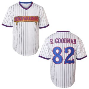 mesospero benchwarmers jersey 32 howie goodman 68 reedy 82 richie goodman 44 matthews men's pinstriped baseball jersey (82 white, x-large)