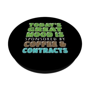 Coffee & Contracs Realtor Real Estate Agent PopSockets Swappable PopGrip