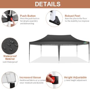 COBIZI 10x20 Canopy, Pop Up Canopy 10x20, Outdoor Wedding Party Tent, Commercial Tent, Waterproof Canopy Tent with 6 Sidewalls, All Season Outdoor Gazebos for Parties with Carry Bag, Event, Black