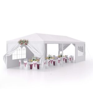 devoko 10'x30' outdoor party tent, heavy duty canopy event wedding tent for parties backyard patio, white