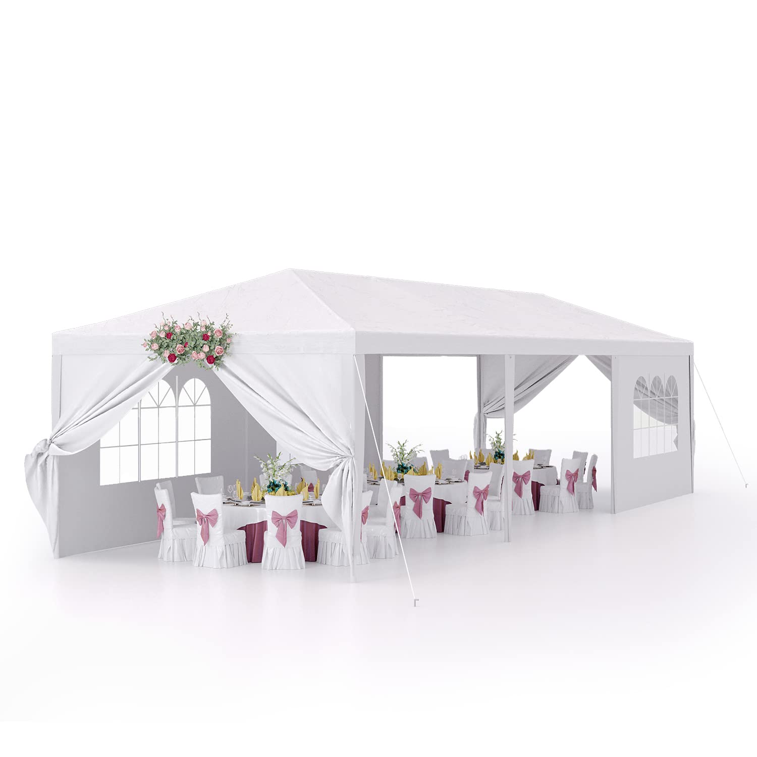 Devoko 10'x30' Outdoor Party Tent, Heavy Duty Canopy Event Wedding Tent for Parties Backyard Patio, White