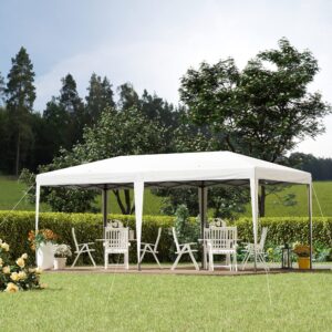 Outsunny 10' x 20' Pop Up Canopy Tent, Upgraded Heavy Duty Tents for Parties, Outdoor Instant Gazebo Sun Shade Shelter with Carry Bag, for Catering, Events, Wedding, Backyard BBQ, White