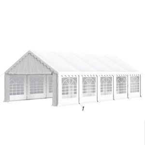 phi villa 32'x16' outdoor heavy duty party tent large commercial canopy wedding event shelter carport with removable sidewalls & 4 storage bags for patio outdoor garden events, white