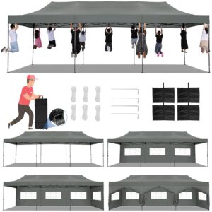 tooluck 10x30 pop up heavy duty canopy tent with 8 sidewalls easy up heavy duty tent waterproof wedding party tent canopy outdoor tents for parties commercial gazebo(frame thickened)