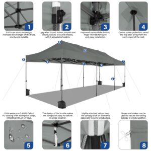 Tooluck 10x30 Pop up Heavy Duty Canopy Tent with 8 sidewalls Easy up Heavy Duty Tent Waterproof Wedding Party Tent Canopy Outdoor Tents for Parties Commercial Gazebo(Frame Thickened)